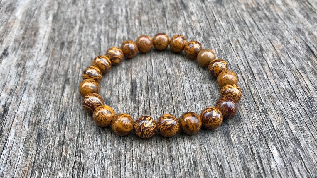 Elephant Skin Jasper Bracelet 8mm Calligraphy Stone Bracelet Miriam ...