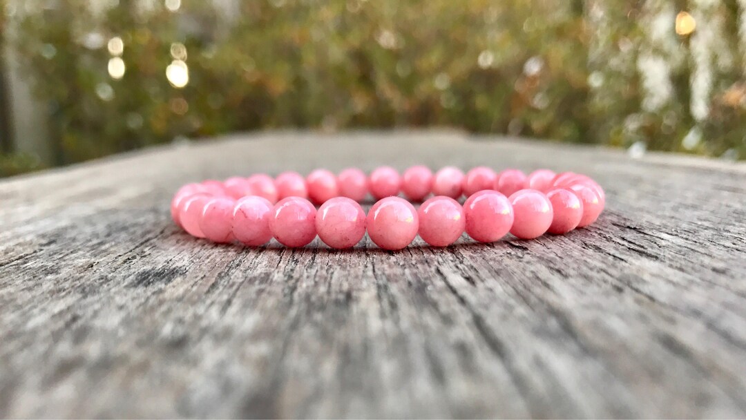 Dainty Pink Jade Bracelet 6mm Color Treated Pink Jade Gemstone - Etsy