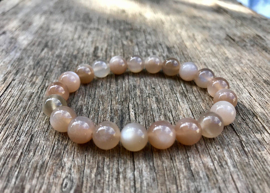 Brown Moonstone Bracelet Handmade 8mm Mocha Moonstone Beaded Gemstone ...