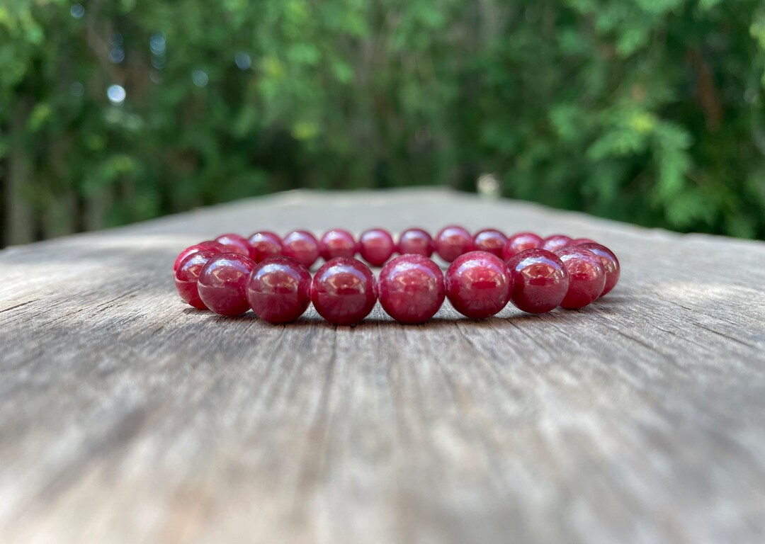 Chunky Ruby Bracelet 9mm Red Ruby Beaded Gemstone Bracelet Gift ...