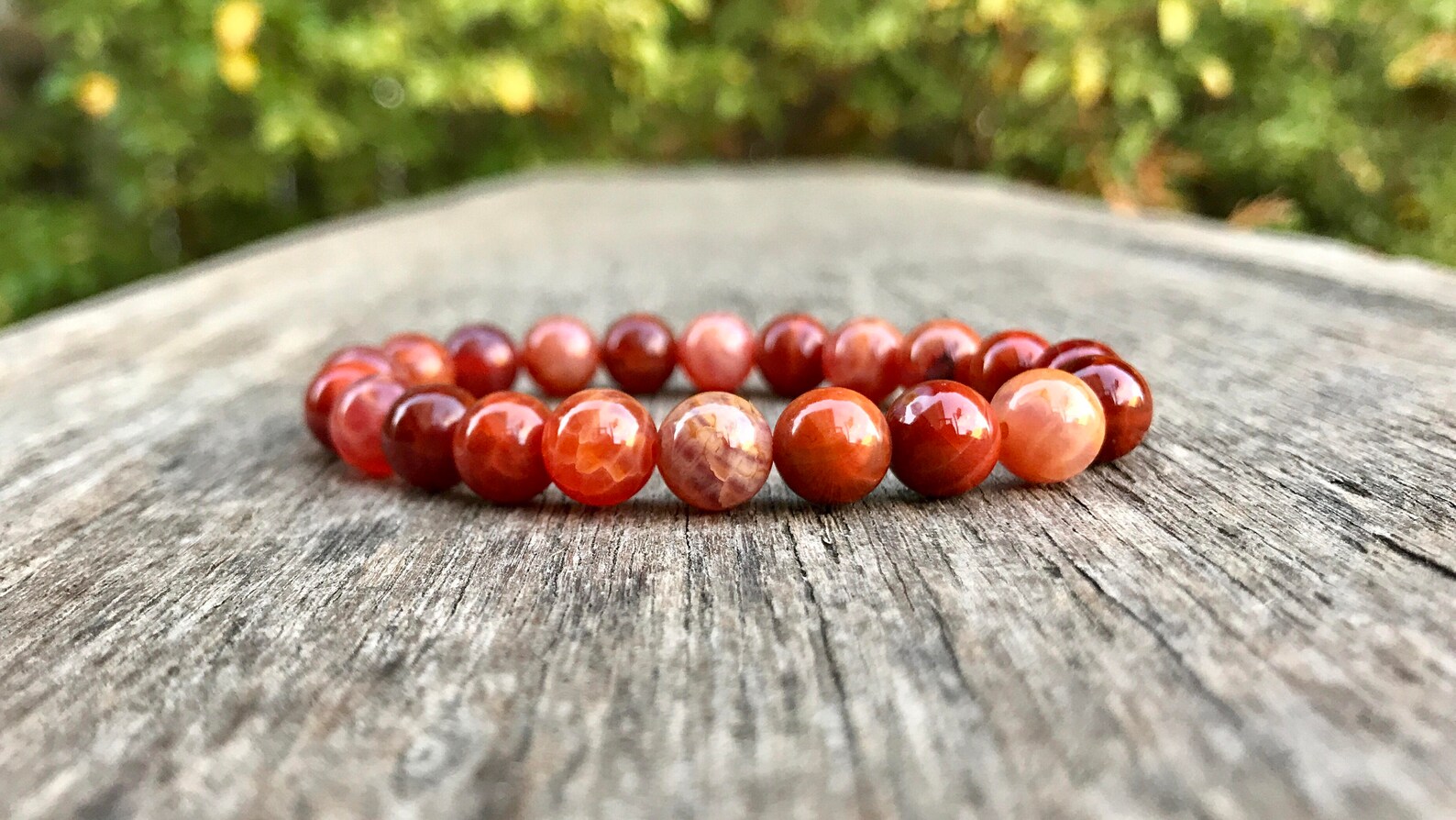 Crab Fire Agate Bracelet 8mm Crab Fire Agate Beaded Gemstone | Etsy