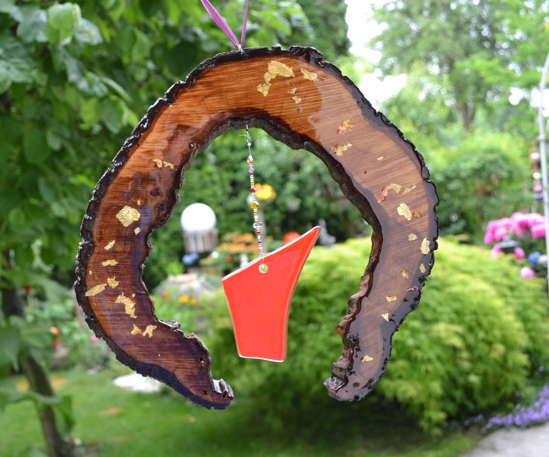Wind Chit, Wood Sun Catcher Fusing Glass - Etsy