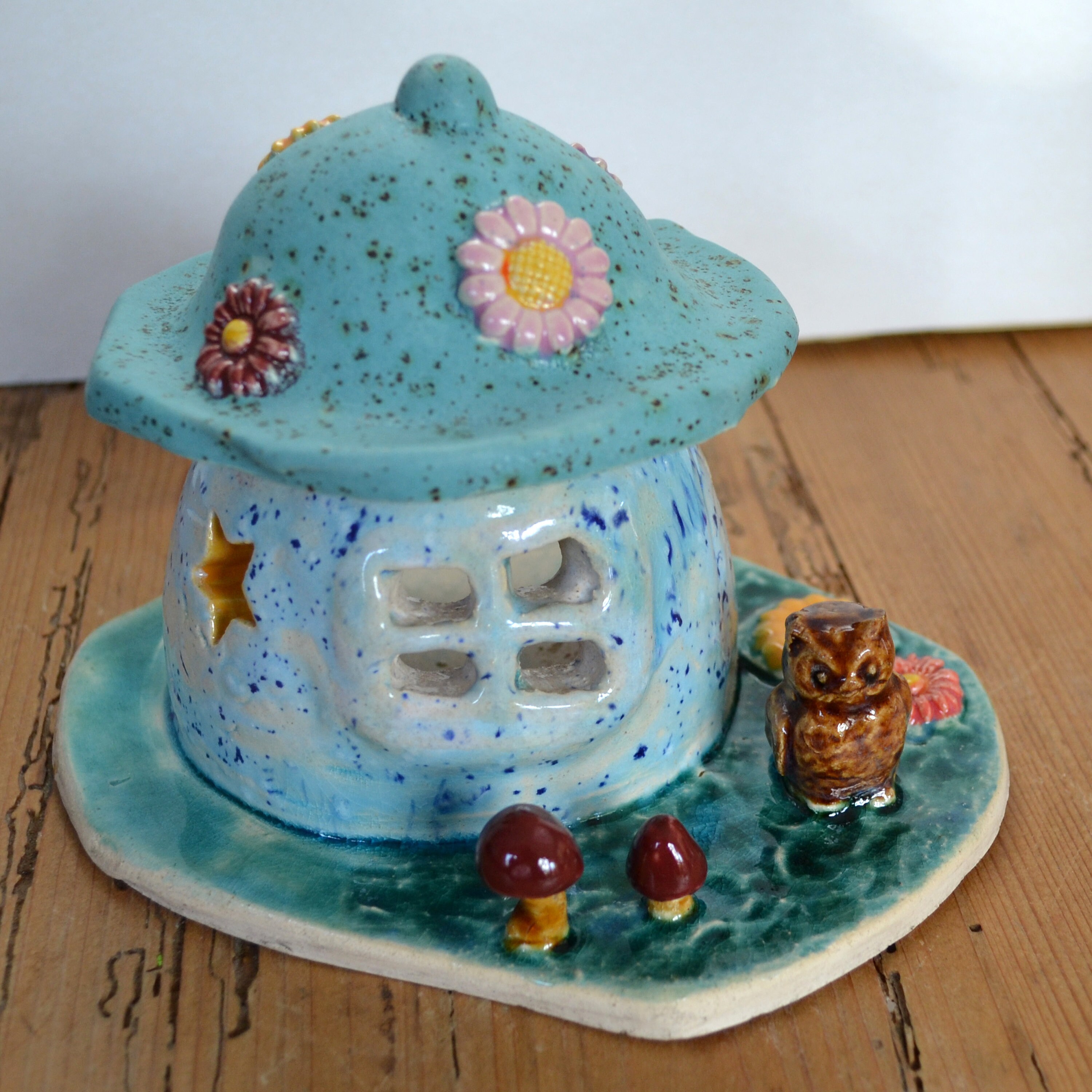 Autumnal Ceramic Windlight House, Elven House, Wichtelhaus