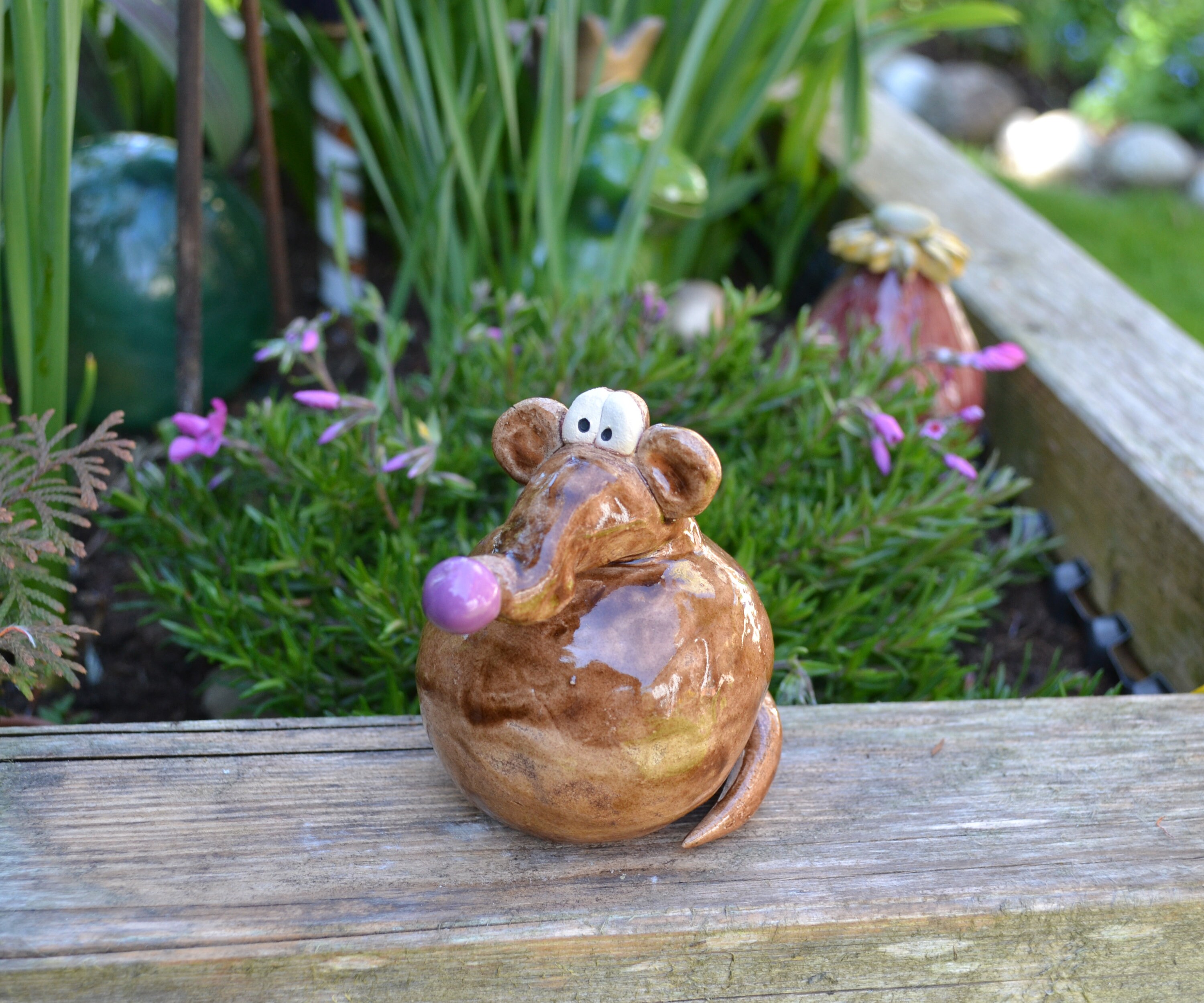 Ceramic Garden Deco Sweet Mouse Edward