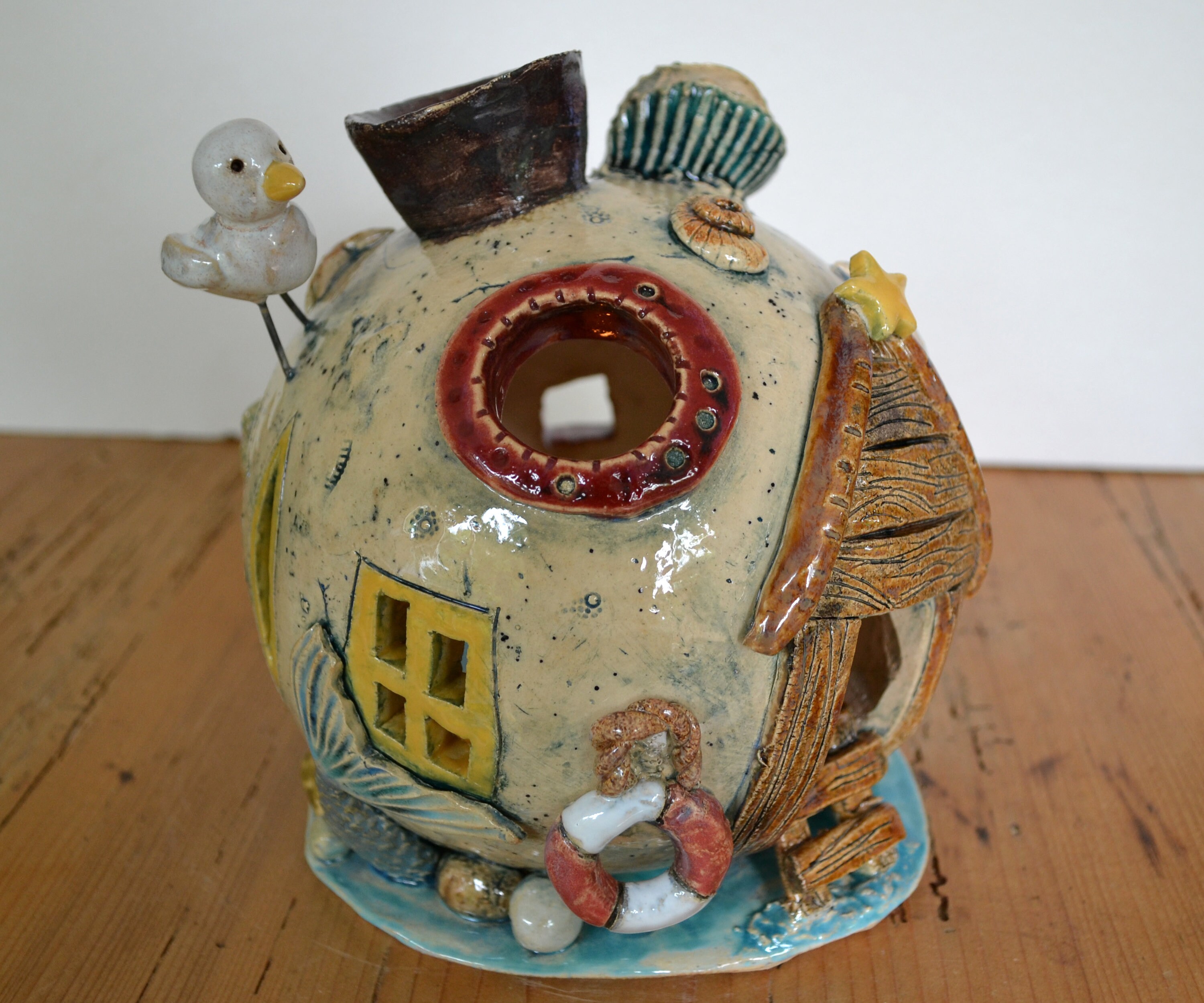 Ceramic windlight gnome house beach ball for tealight
