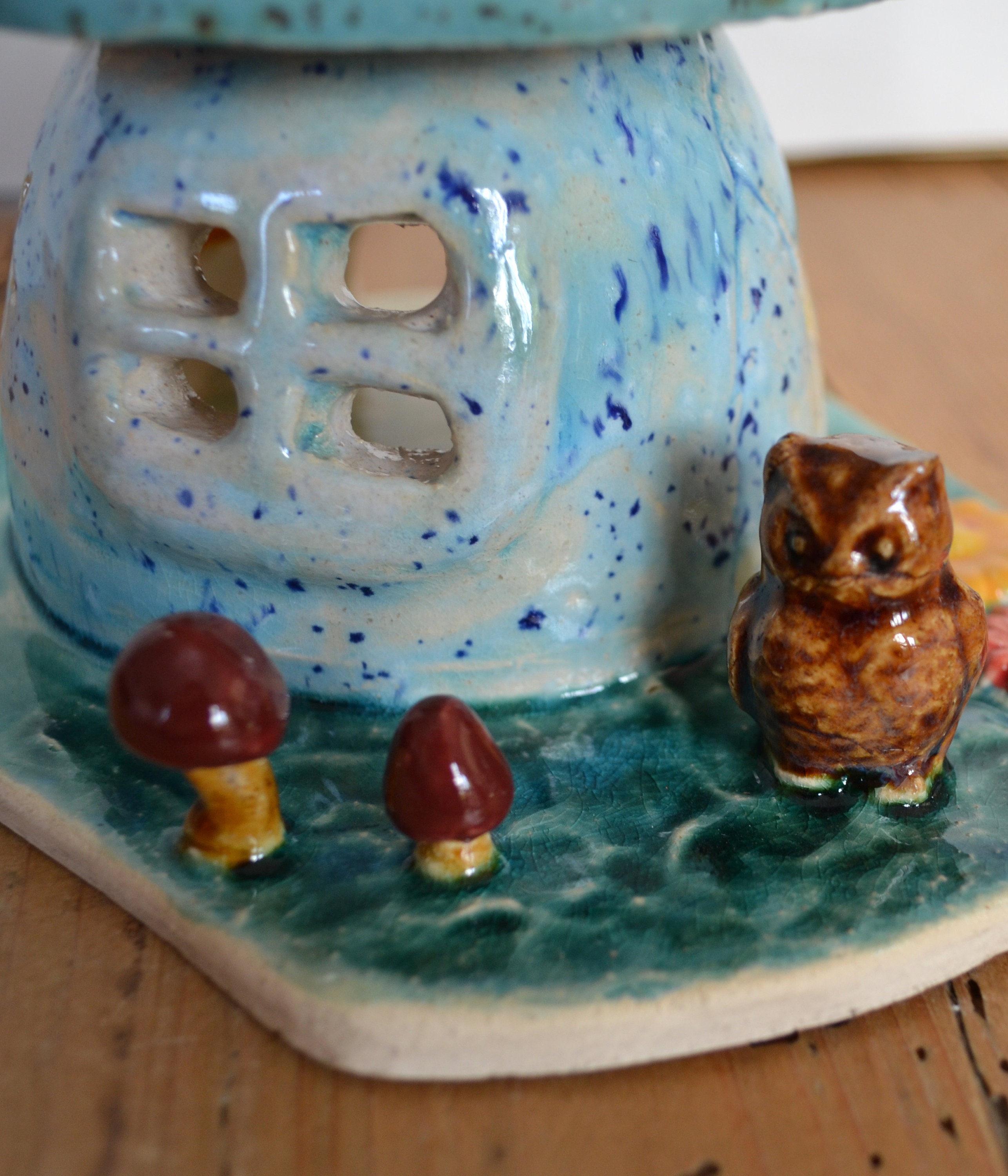 Autumnal Ceramic Windlight House, Elven House, Wichtelhaus
