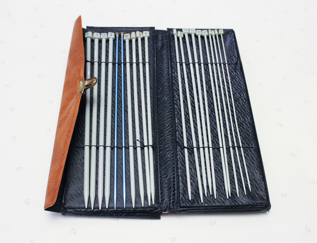 Vintage Knitting Needles in Case, Plastic Needles for Knitting, 1970s ...