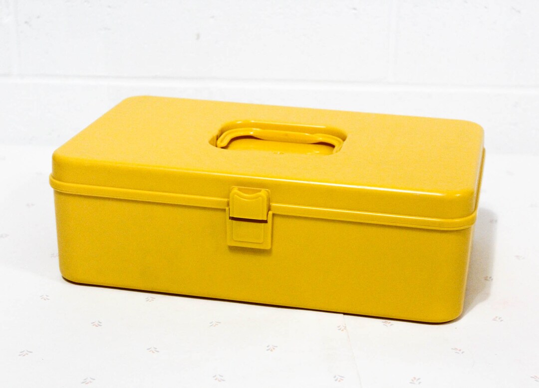Vintage Wil-hold Sewing Box, Mustard Yellow Sewing Storage Box, Sewing ...