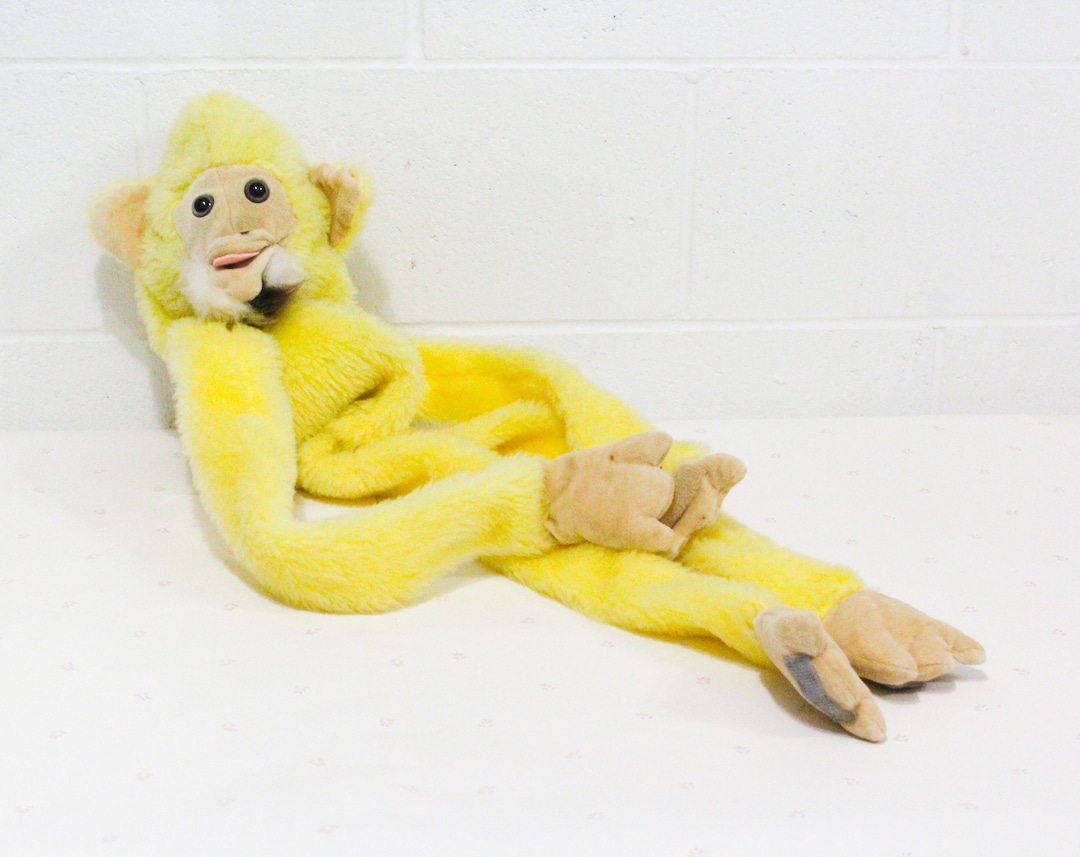 Vintage Monkey Puppet Toy Yellow Monkey Hand Puppet Plush - Etsy