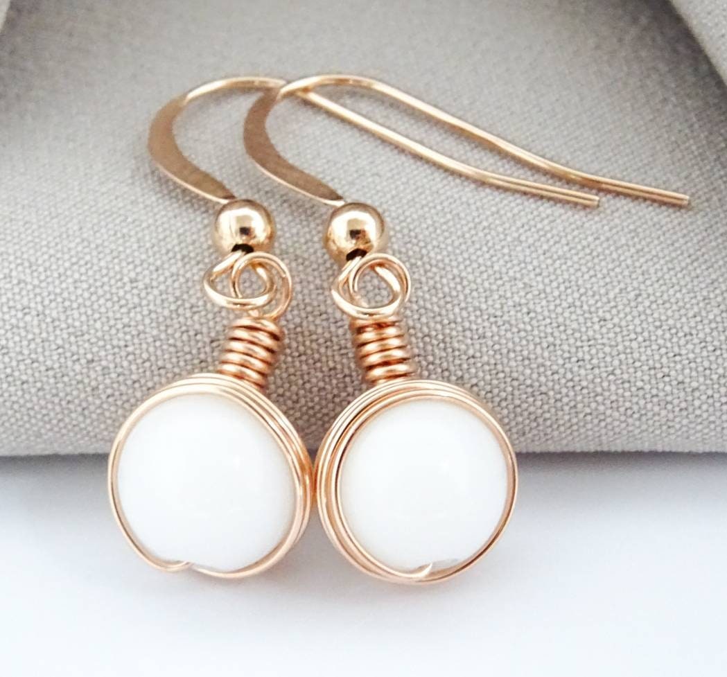 Alabaster Earrings 14K Rose Gold Fill Gemstone Dangle Ornate - Etsy Canada