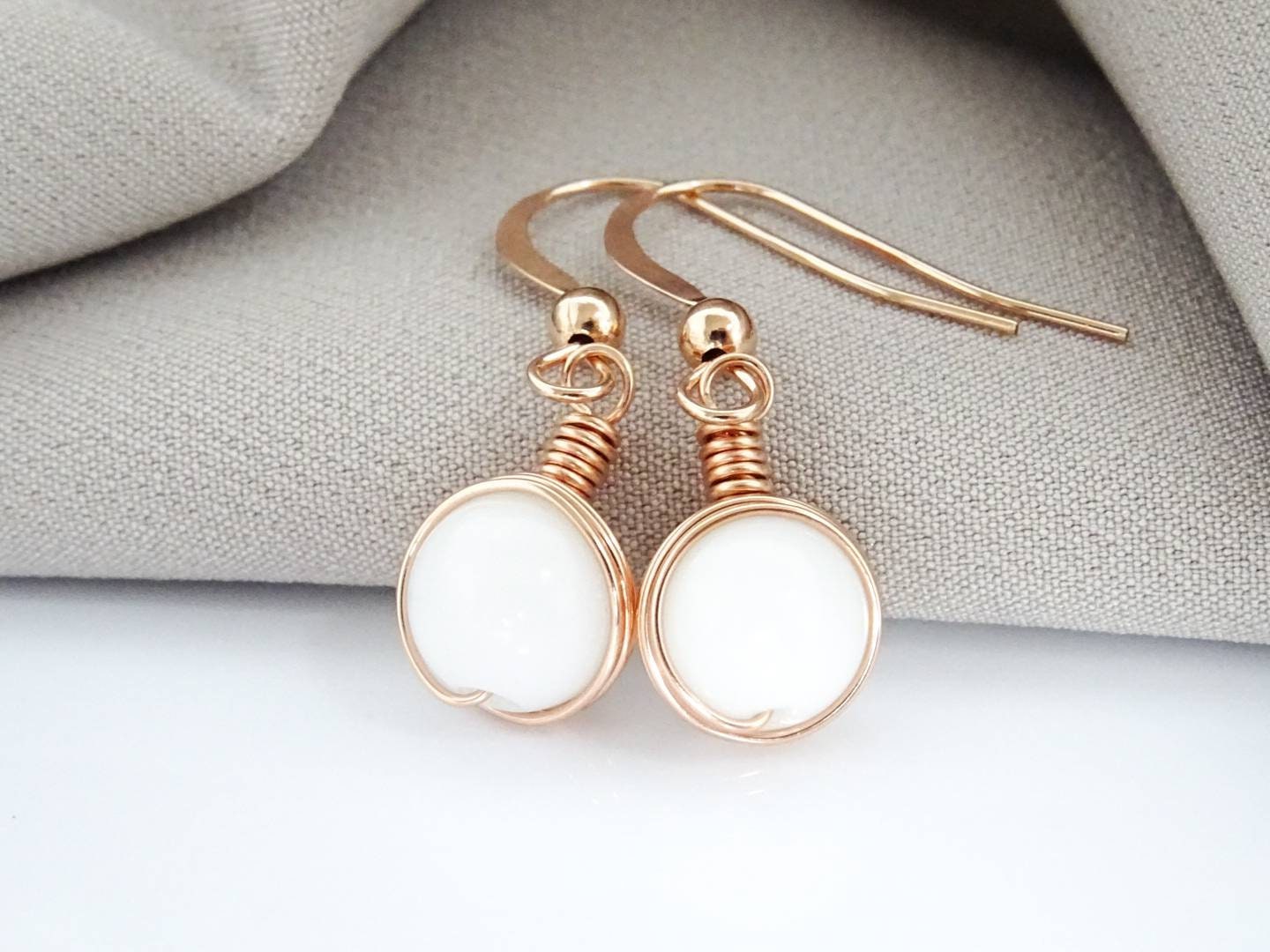 Alabaster Earrings 14K Rose Gold Fill Gemstone Dangle Ornate - Etsy Canada