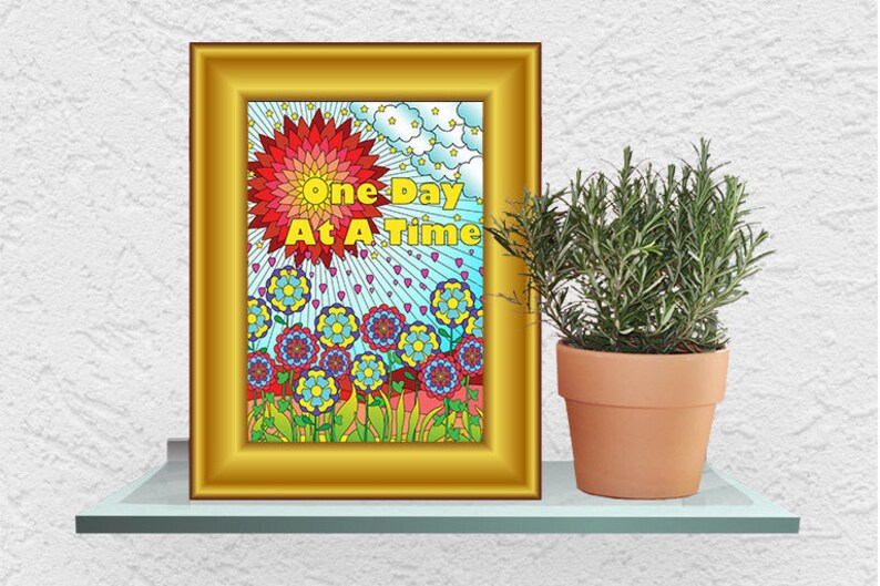 One Day at A Time Coloring Book Page - Etsy