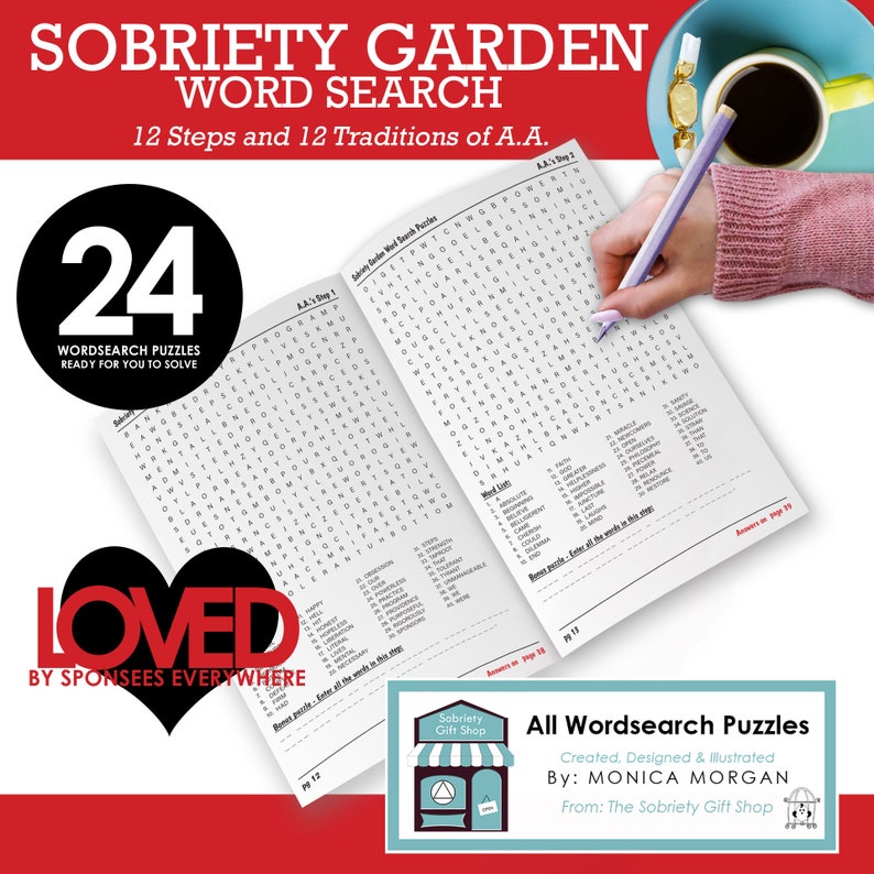 AA Sobriety-garden Word Search Book. 12 Steps and Traditions of A.A. - Etsy
