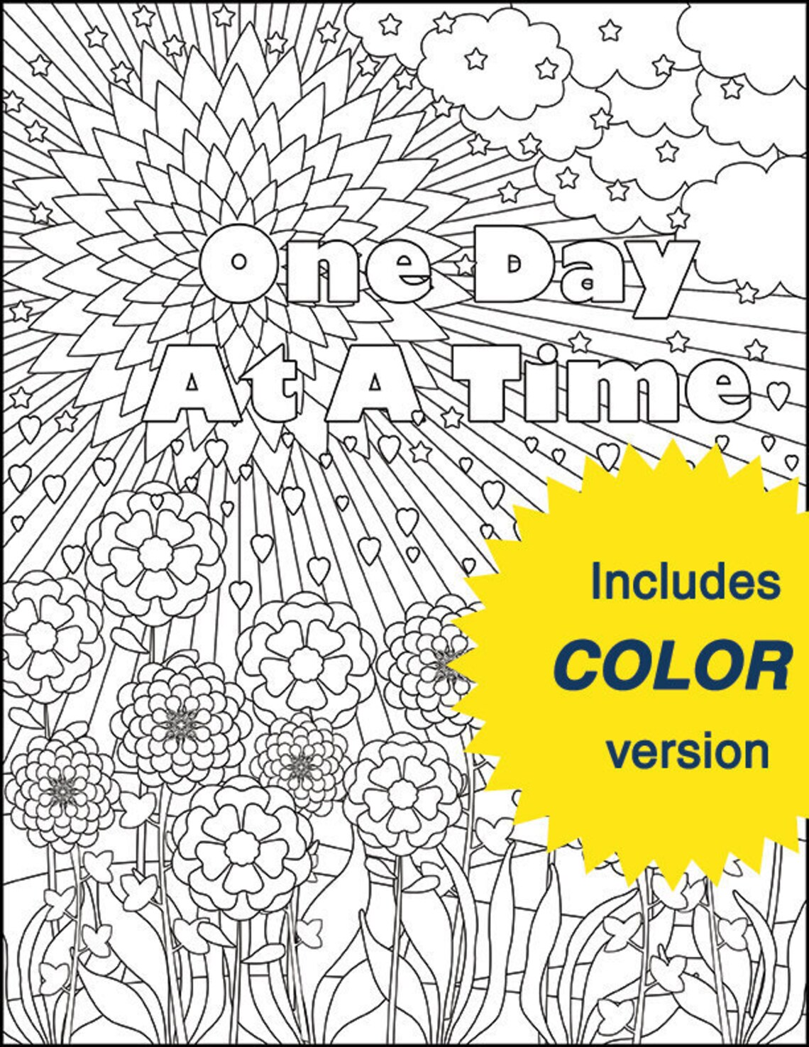 One Day at A Time Coloring Book Page - Etsy