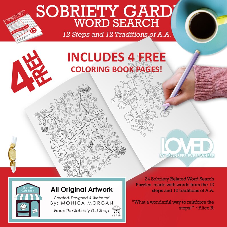 AA Sobriety-garden Word Search Book. 12 Steps and Traditions of A.A. - Etsy