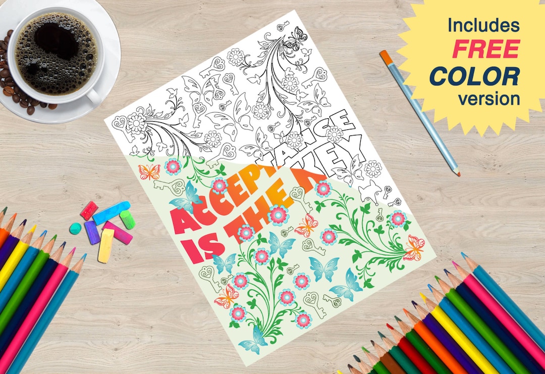 Acceptance is the Key, a Page From the Sobriety Garden Coloring Book ...