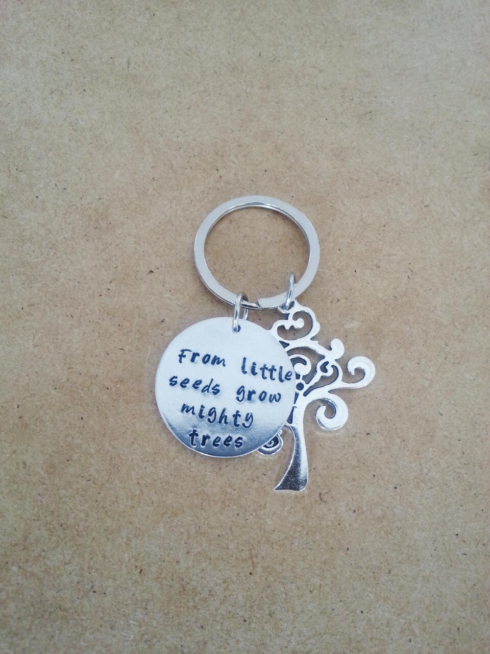 From Little Seeds Grow Mighty Tree Key Chain Hand Stamped | Etsy