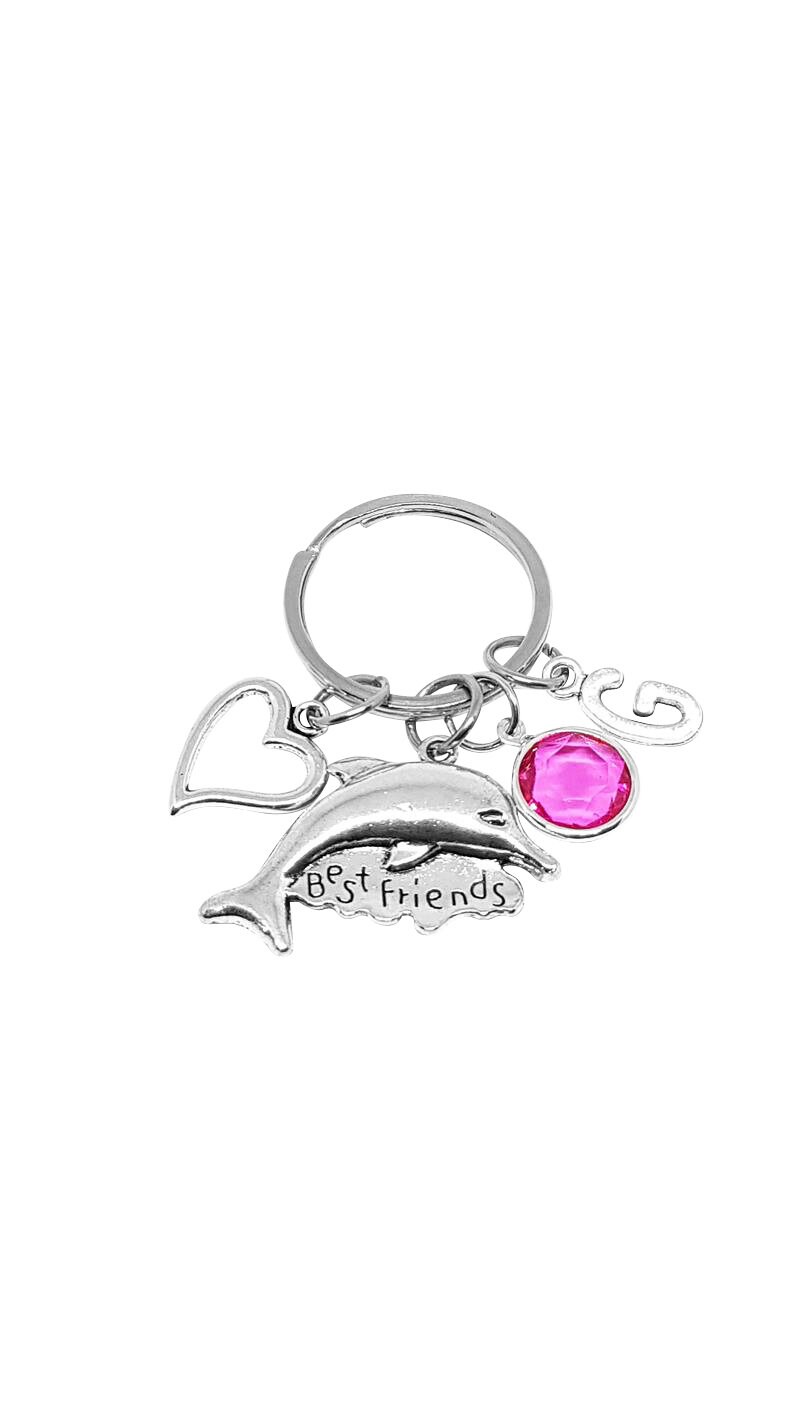 Dolphin Keychain Best Friend Keyring Silver Charm Keychain | Etsy