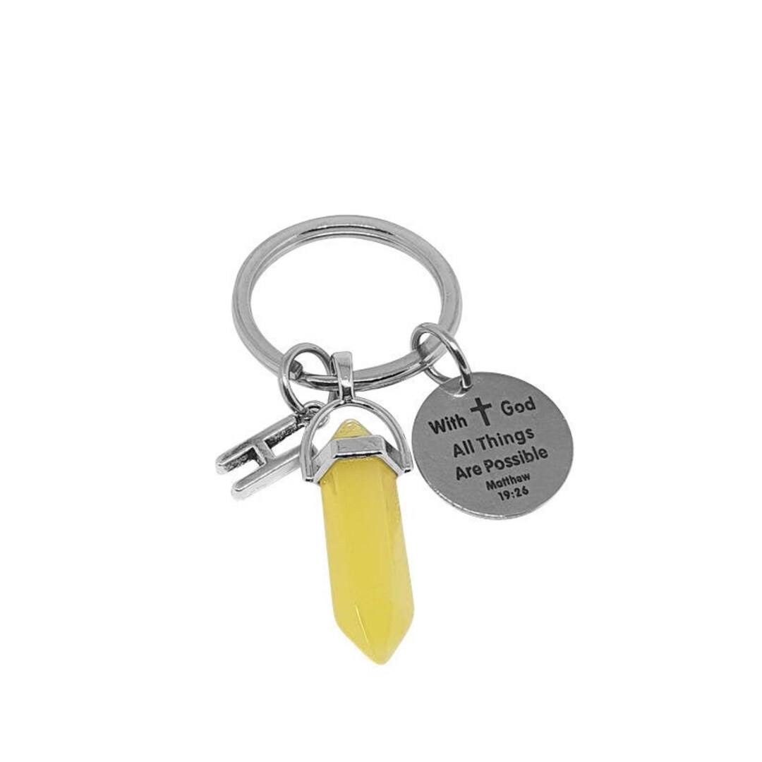 Yellow Natural Stone, Gemstone Keychain, Natural Stone Key Chain ...