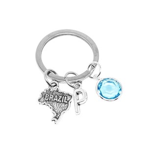 Brazil Map Keychain Brazil Key Ring Country Map Keychain - Etsy