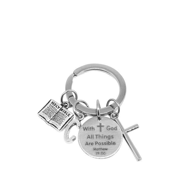Bible Keychain Scripture Keychain With God All Things Are | Etsy