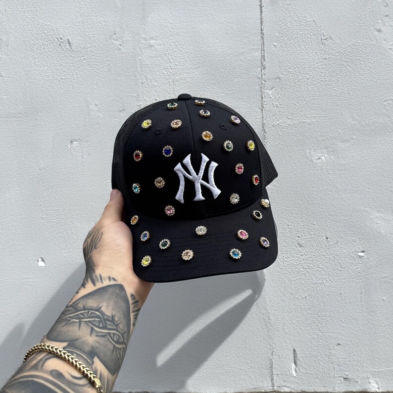 NY Rhinestone Embroidered Hat - Bling New York Hat - Custom Jewel Cap ...