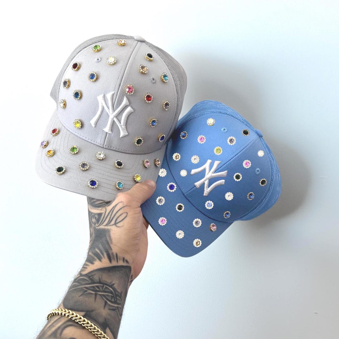 NY Rhinestone Embroidered Hat - Bling New York Hat - Custom Jewel Cap ...