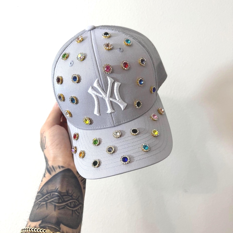 Rhinestone Embroidered NY Hat - Bling New York Hat - Custom Jewel Cap ...
