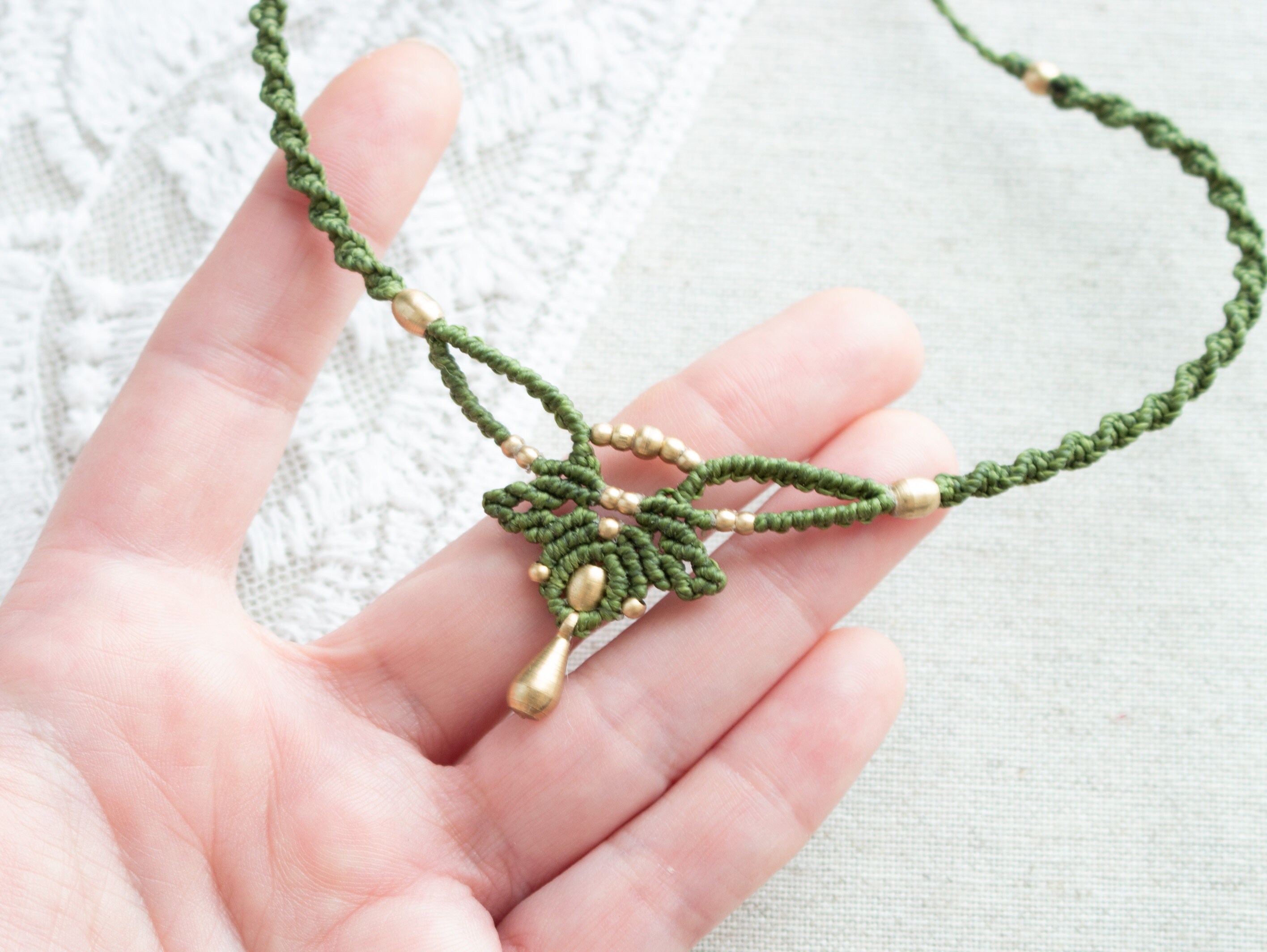 Tiara Collier Makramee Moosgrün Boho Chic - Etsy.de