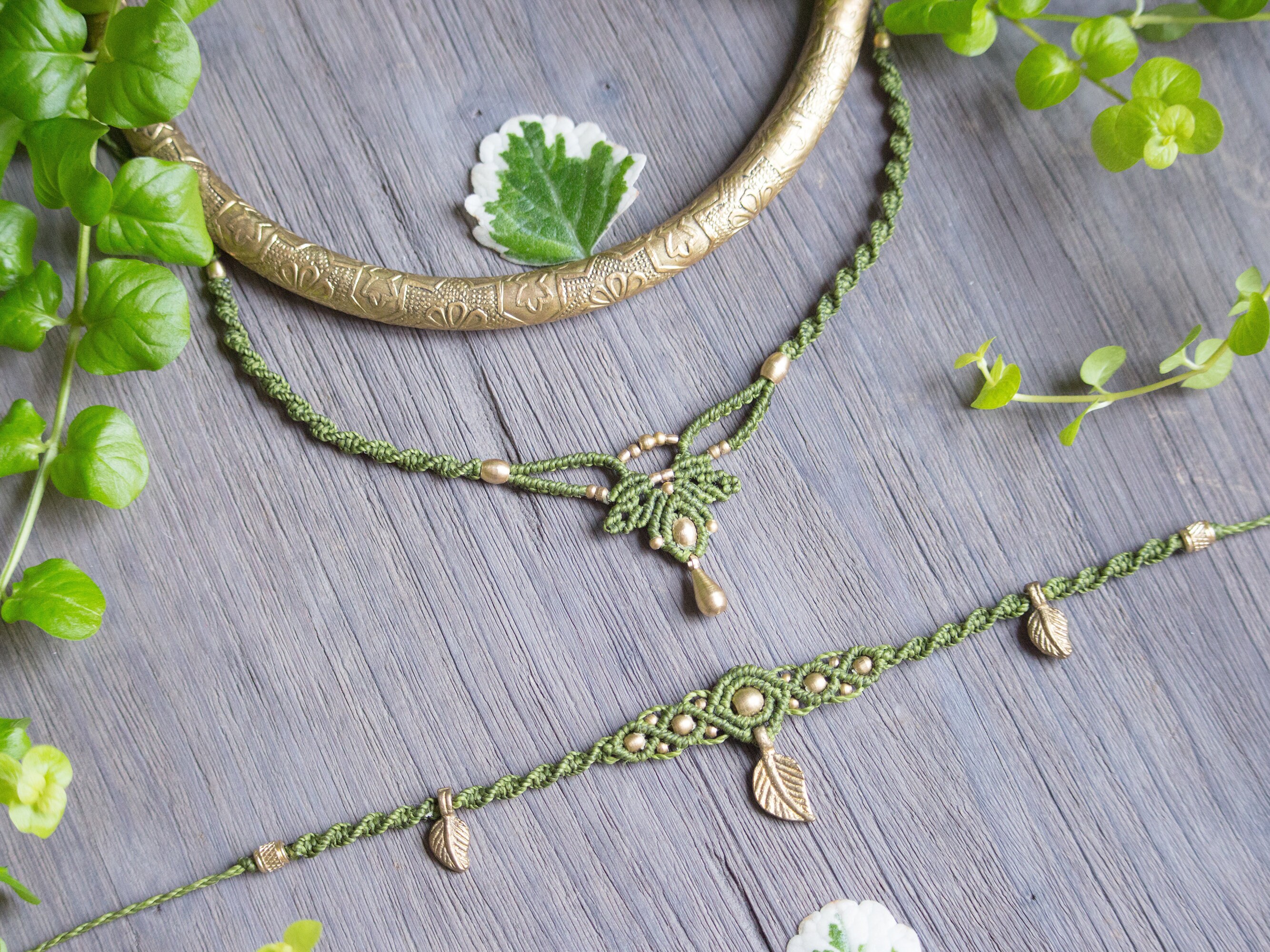 Tiara Collier Makramee Moosgrün Boho Chic - Etsy.de