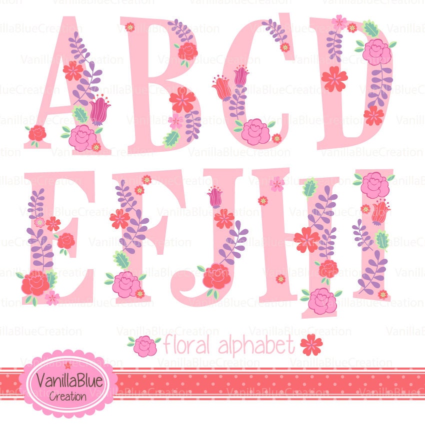 Clipart Kit Alphabet Floral Clipart Letters Clipart Floral - Etsy