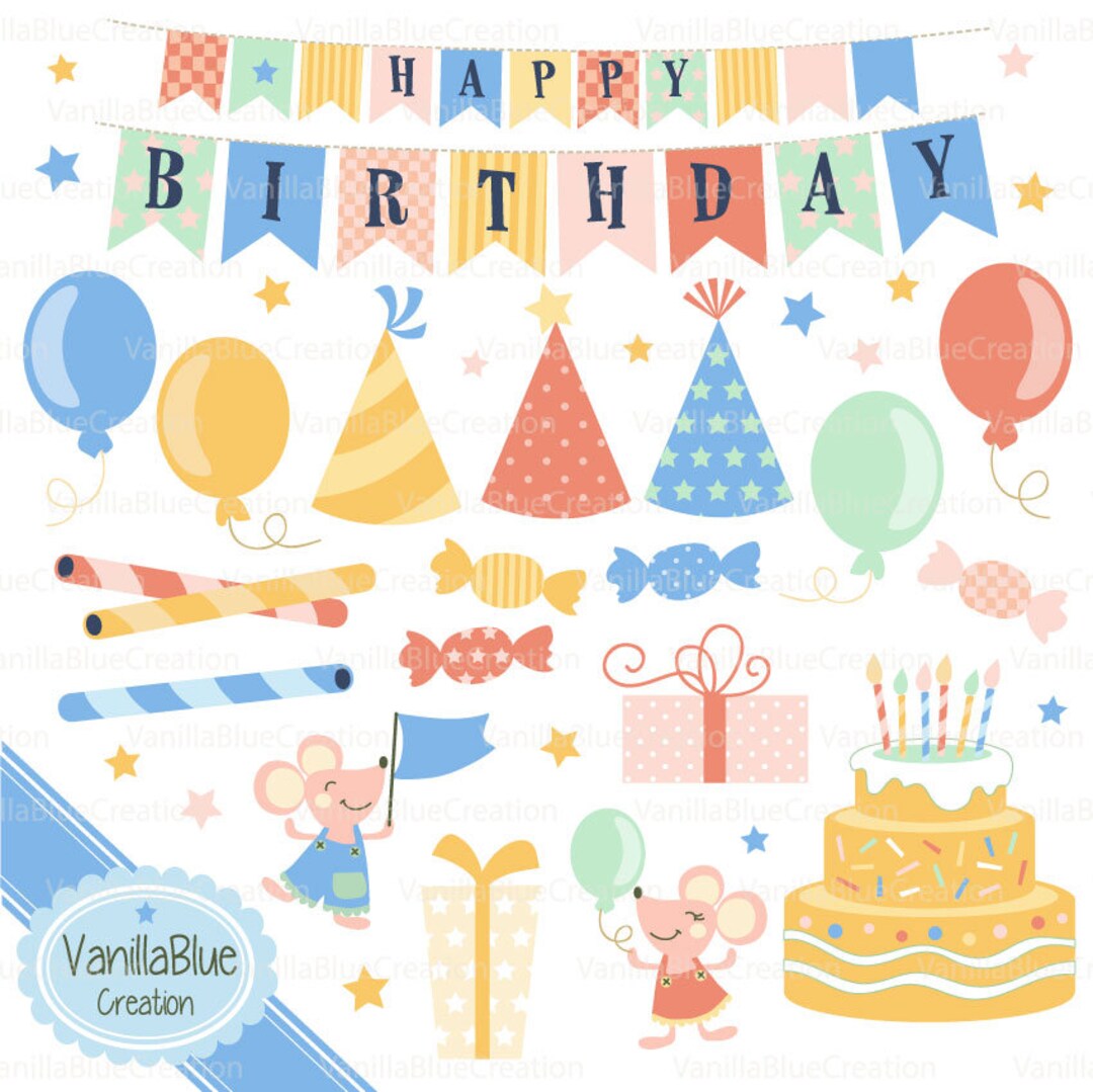Clipart Birthday, Clipart Gifts, Clipart Party, Clipart Ballon ...