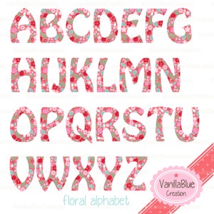 Clipart Kit Alphabet Floral, Clipart Letters, Clipart Floral, Clipart ...