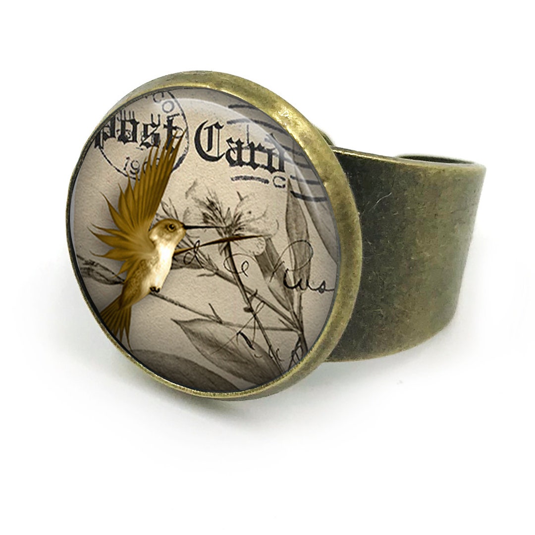 Hummingbird Ring, Hummingbirds, Bird Jewelry, Bird Lover, Adjustable ...