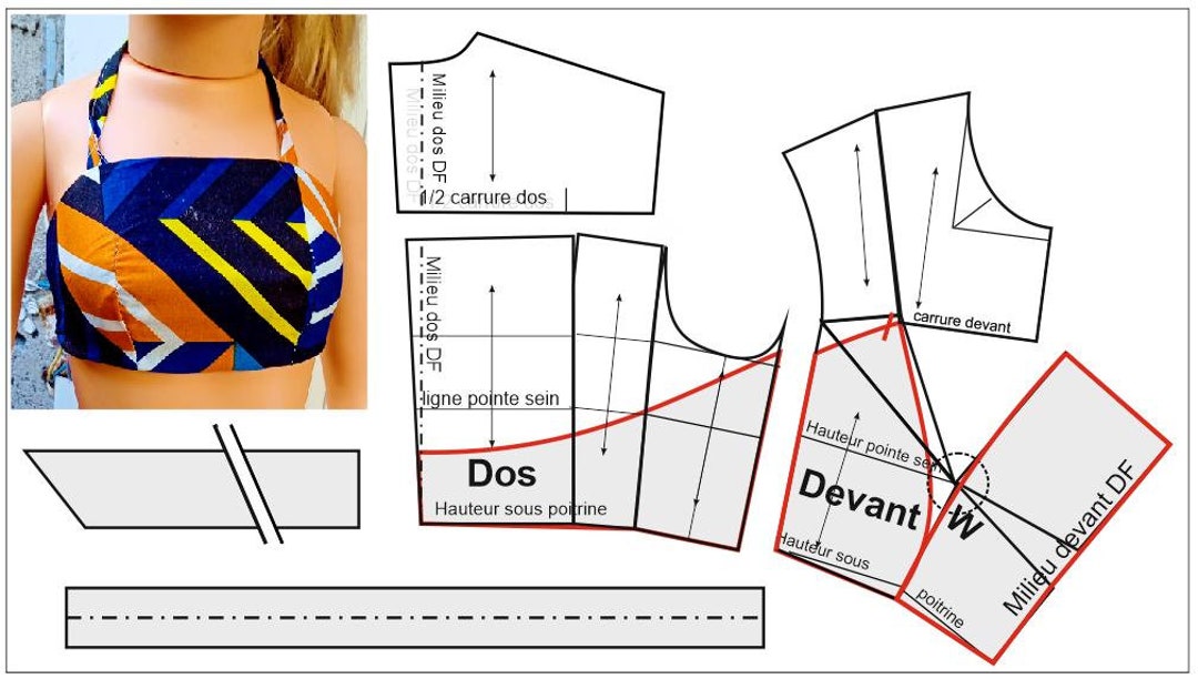 How to Change Basic Paper Pattern to Bikini Bandeau Top Sewing Pattern ...