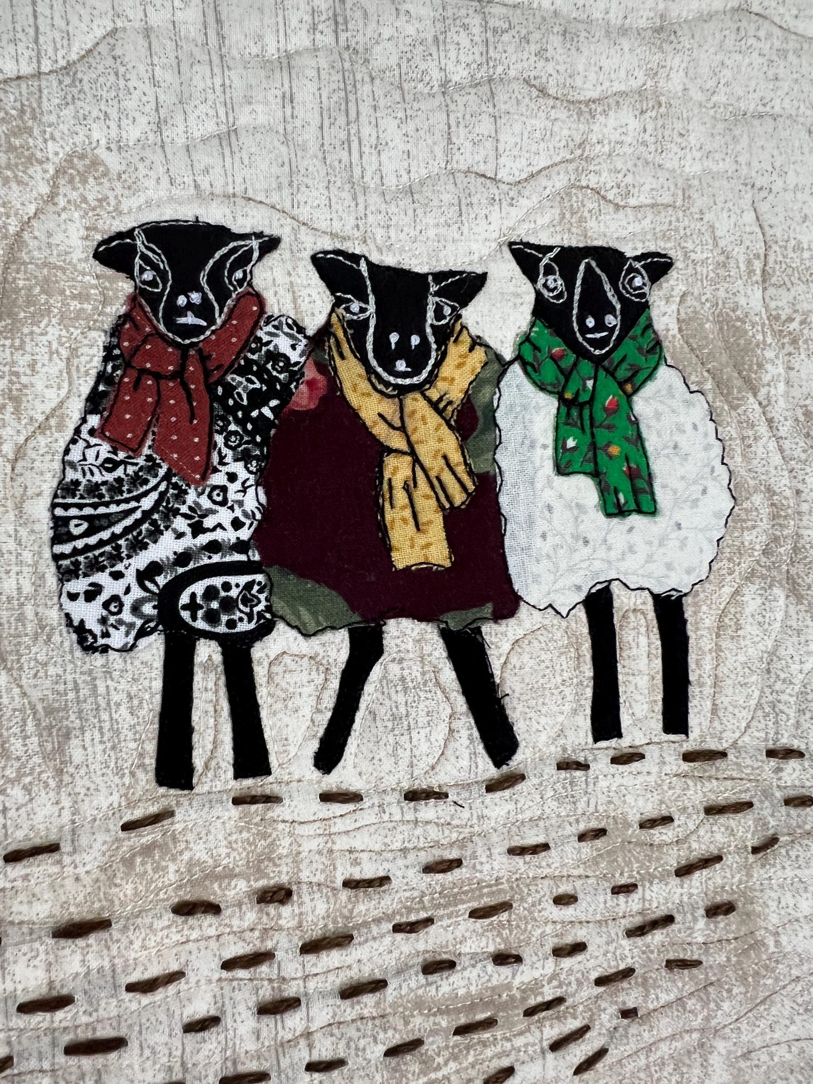 Three Little Sheep Art Quilt Fast Ship Hand Made USA - Etsy