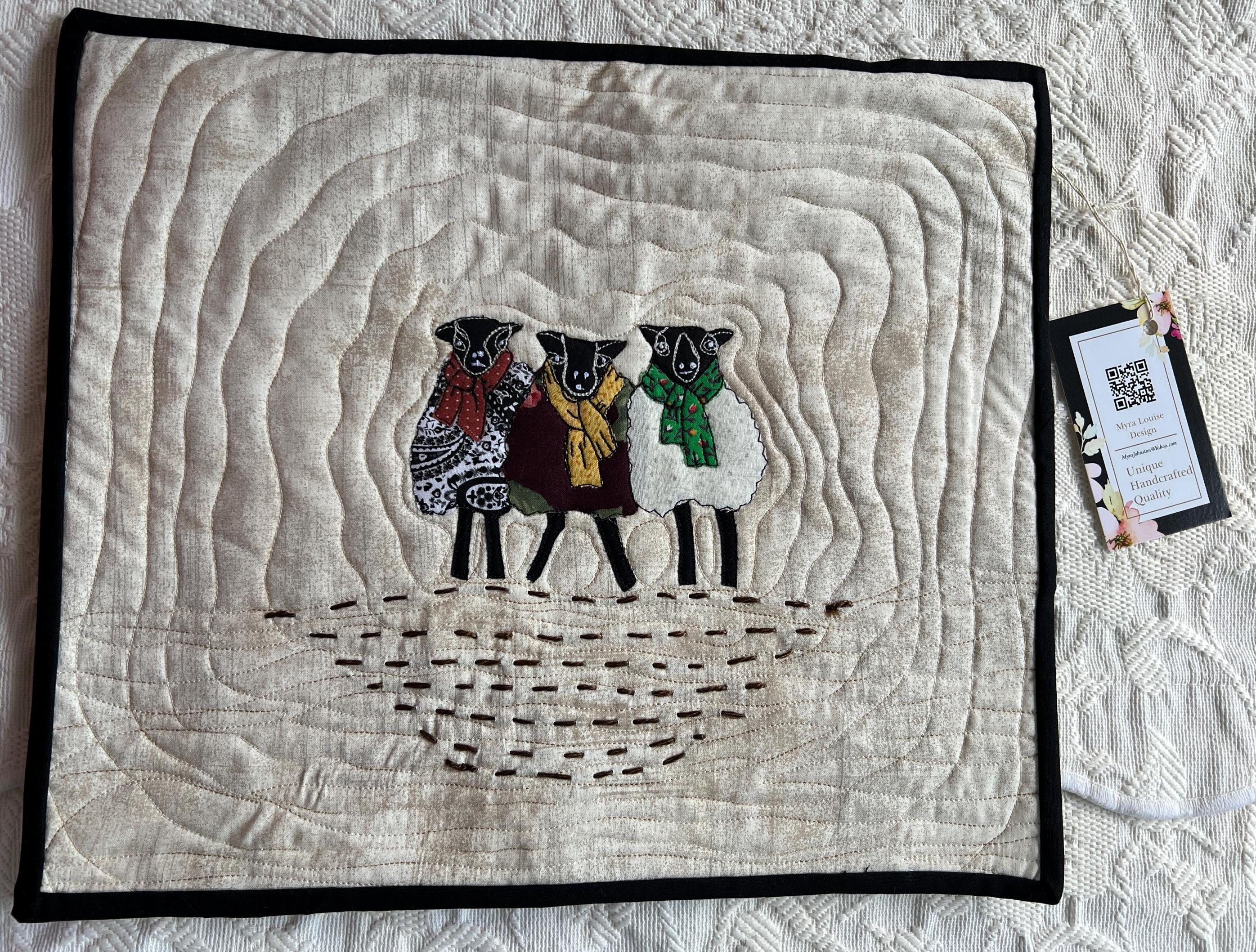 Three Little Sheep Art Quilt Fast Ship Hand Made USA - Etsy