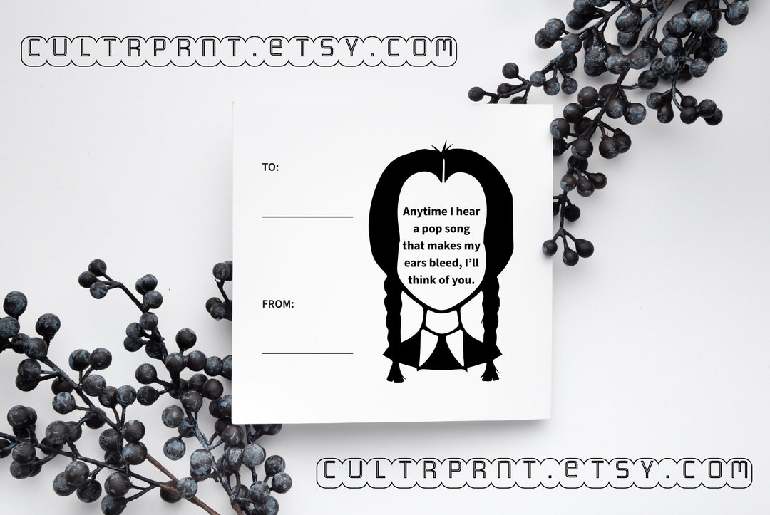 Wednesday Addams Valentine's Day Card: Dark Humor Quote (digital ...