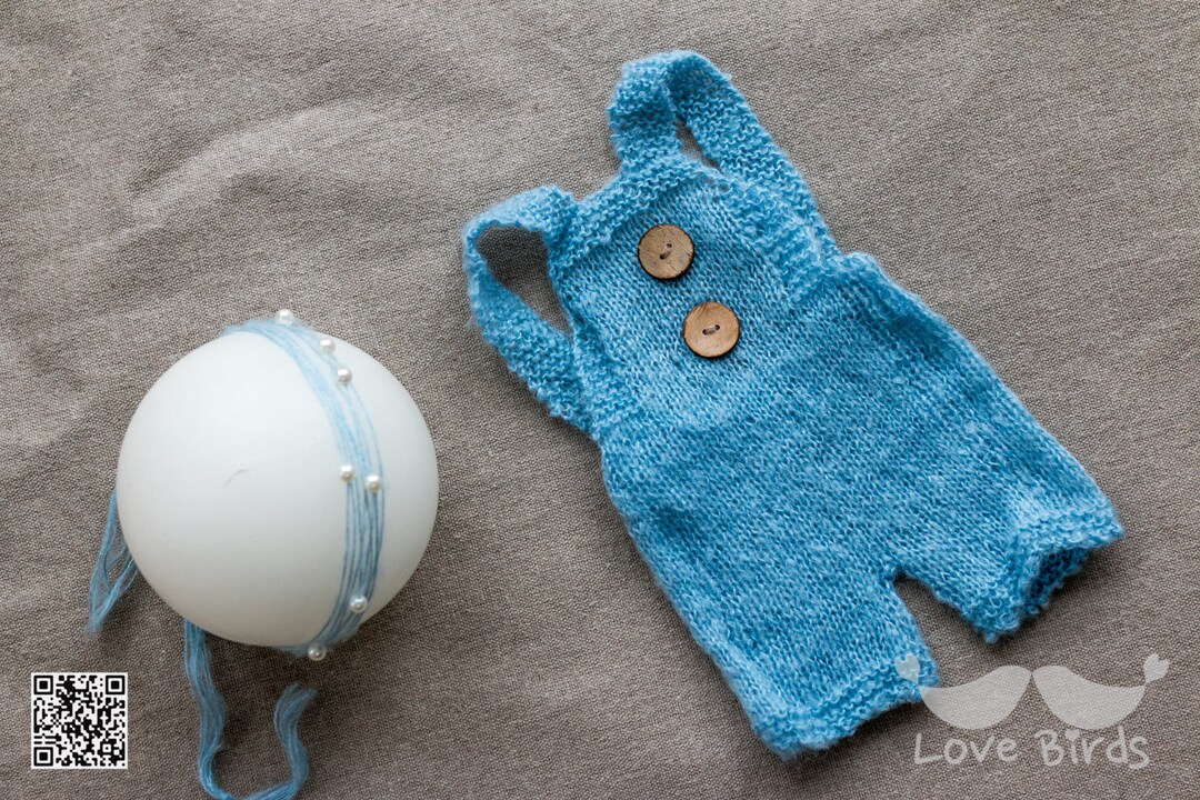 Baby Mohair Set Dungarees and Headband Babyblue, Photo Accessory ...