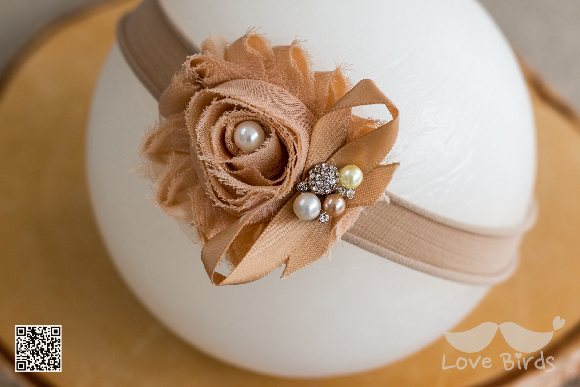 Hairband M. Flower beige Toddler Hairband Beige Elastic - Etsy UK