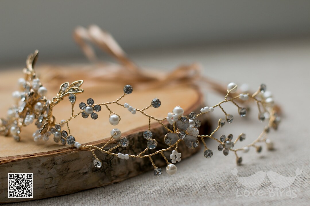 Bridal Wreath, Stripes, Crystal Beads - Etsy