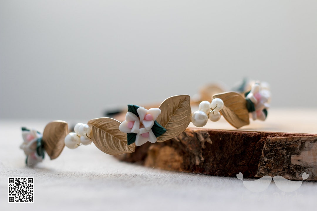 Tiara Bridal Wreath, Headband, Gold Leaves - Etsy