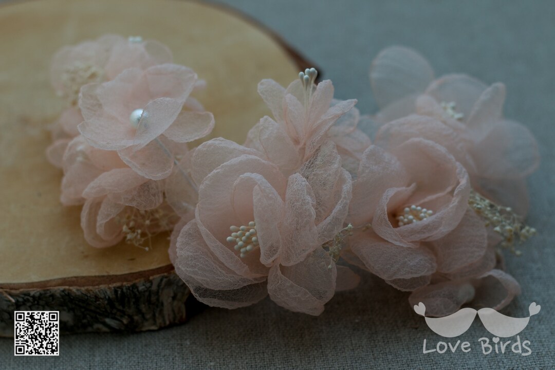 Bridal Head Jewelry Hair Jewelry Fabric Flower Pink - Etsy