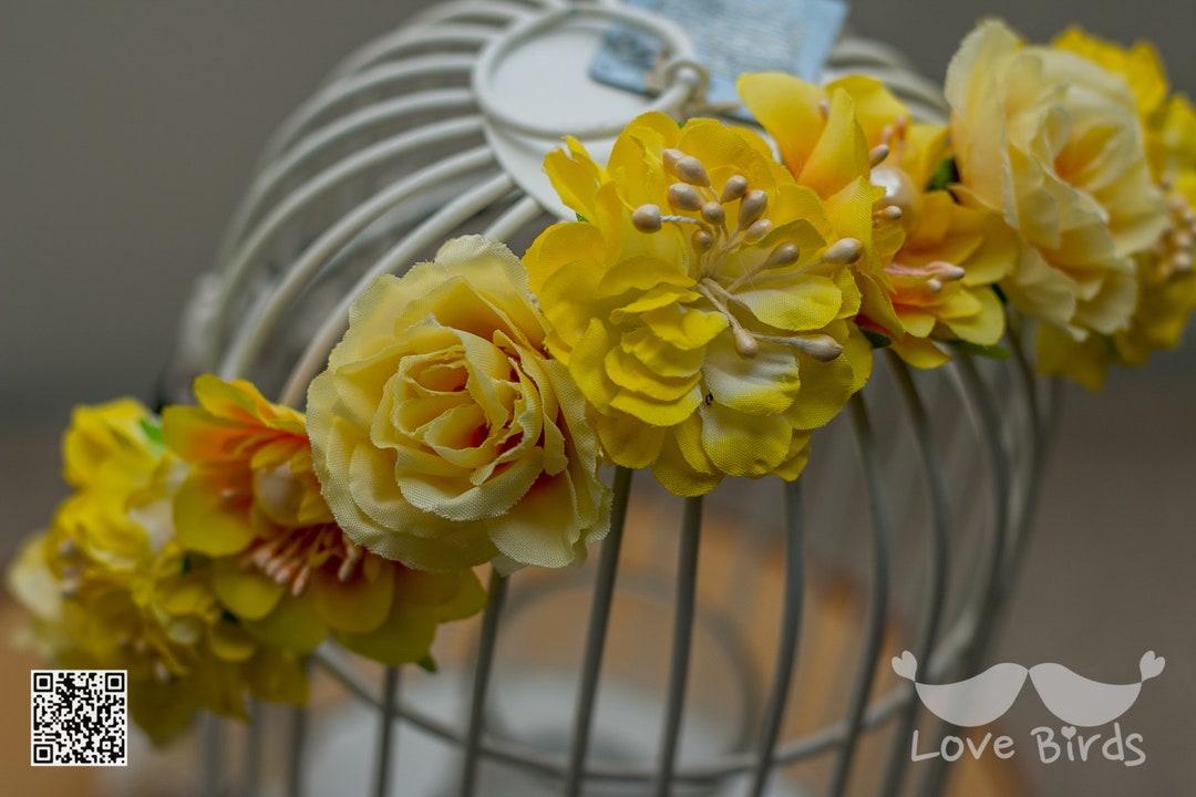 Bride Floral Wreath - Yellow -, Bridal Hair Wreath, Headdress - Etsy