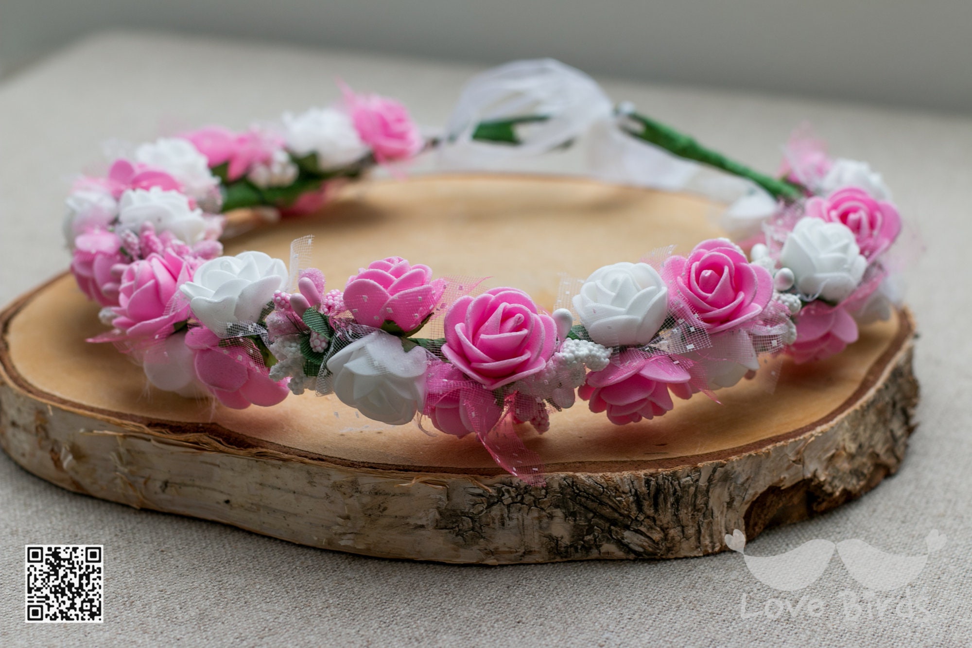 Bridal Flower Wreath Pink , Bridal Hair Wreath, Headdress - Etsy