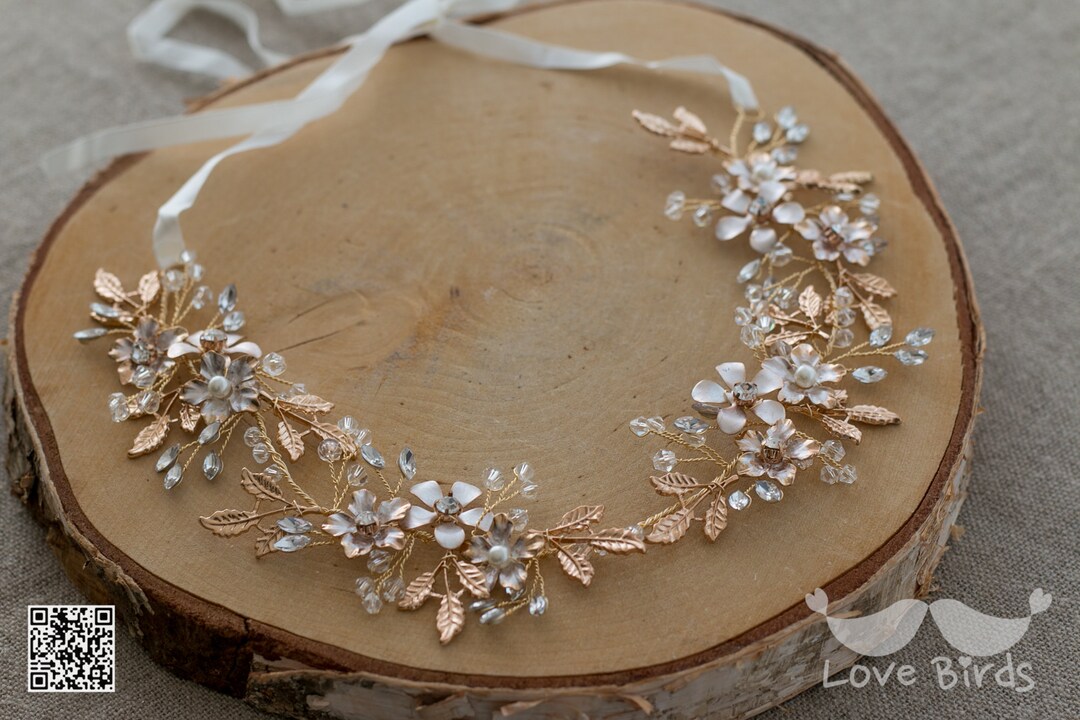 Bridal Wreath, Hair Vine, Floral Beaded Hairband - Etsy