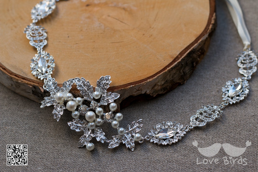 Bridal Wreath, Hair Room, Rhinestone With Pearls - Etsy