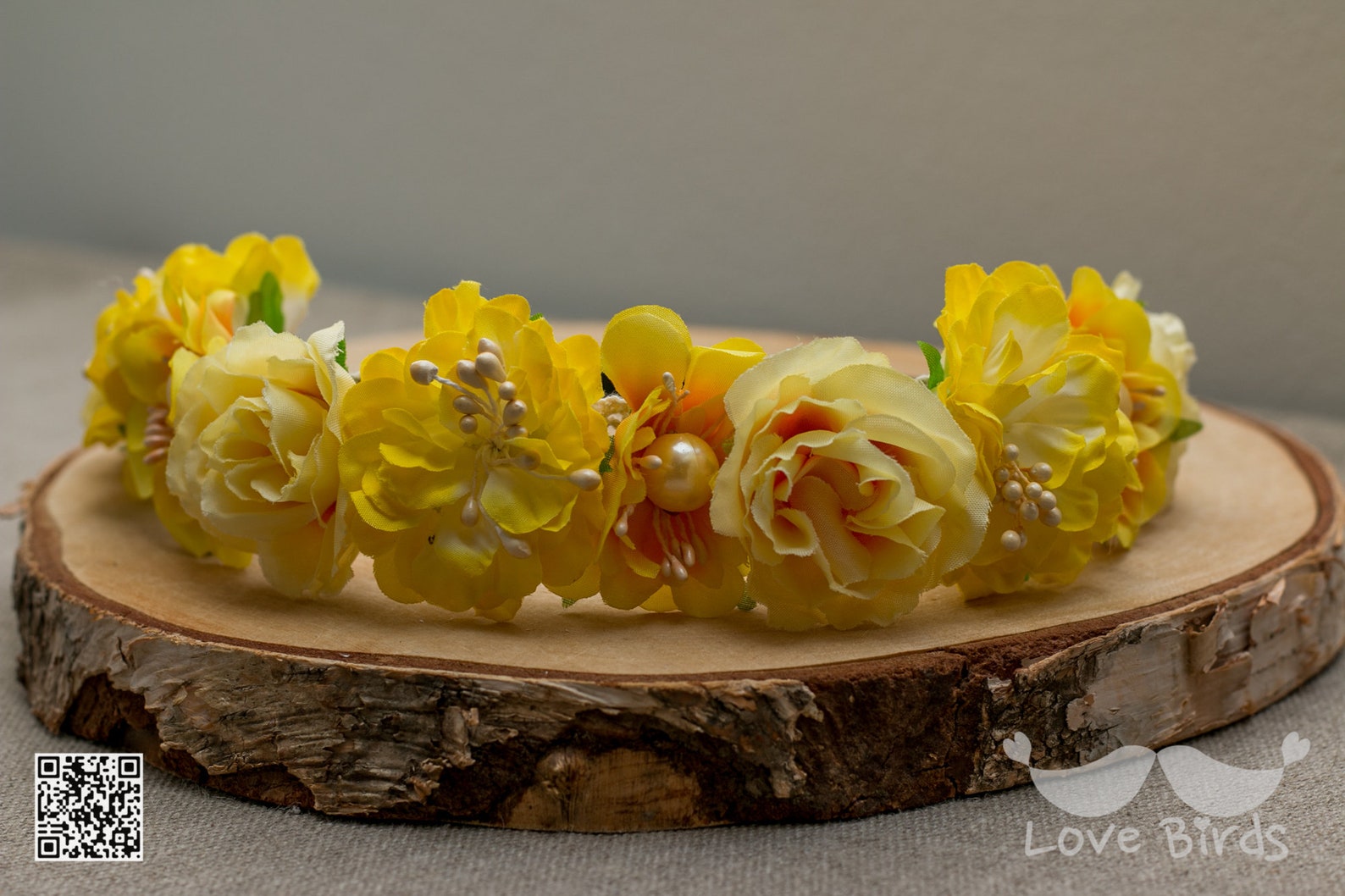 Bride Floral Wreath Yellow Bridal Hair Wreath Headdress - Etsy