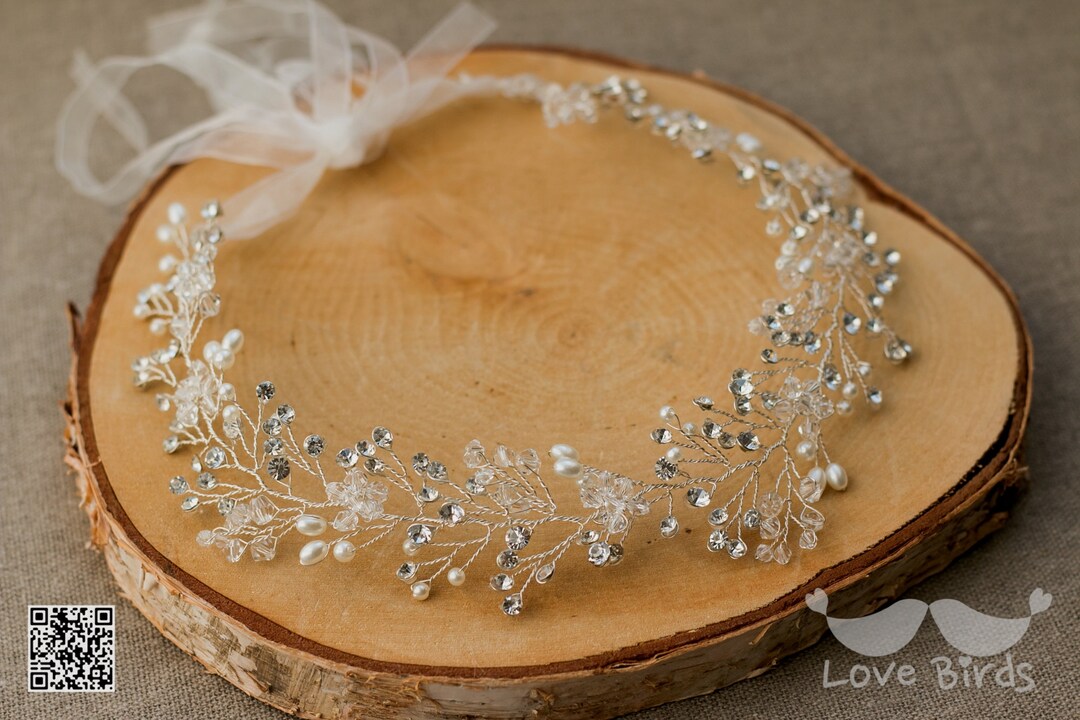 Bridal Wreath Hair Ornament, Beaded Rhinestone Hairband - Etsy Ireland