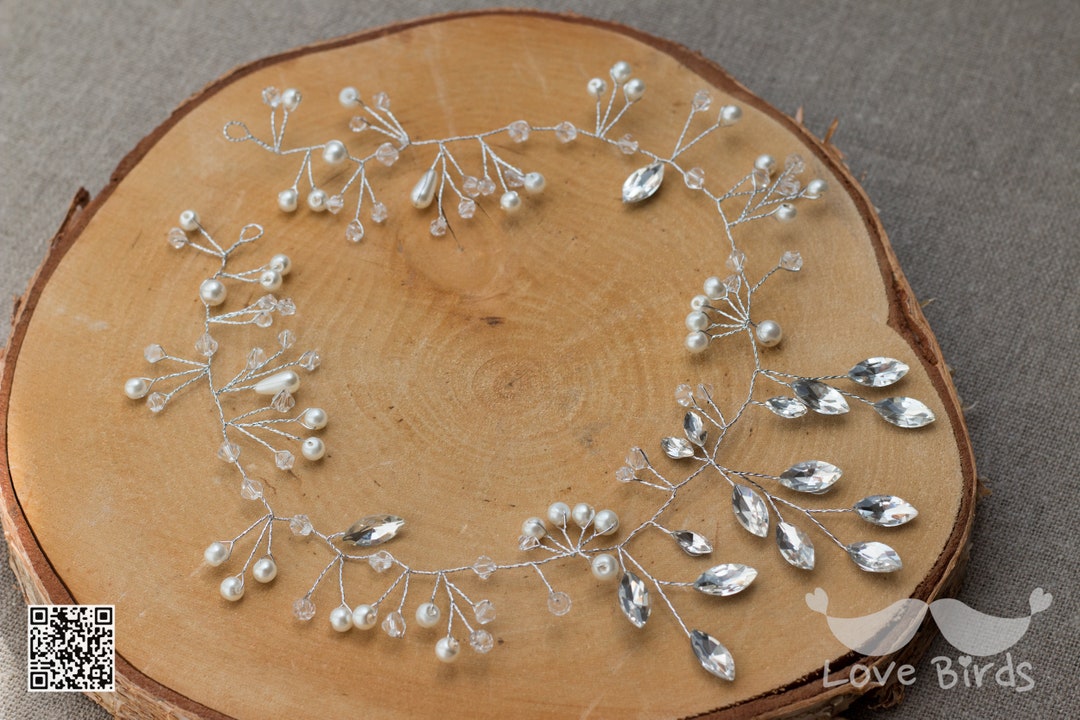 Accesorios para el cabello de corona nupcial, banda de pelo de perla de ...